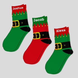Elf Socks, Christmas Elf Socks, Festive Socks, 2023 Custom Christmas ...
