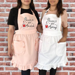 Custom Nail Salon Apron, Personalized Baker Ruffled Apron, Makeup Apron ...