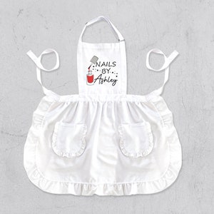 Custom Nail Salon Apron, Personalized Baker Ruffled Apron, Makeup Apron ...