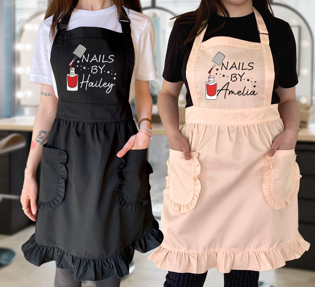 Custom Nail Salon Apron, Personalized Baker Ruffled Apron, Makeup Apron ...