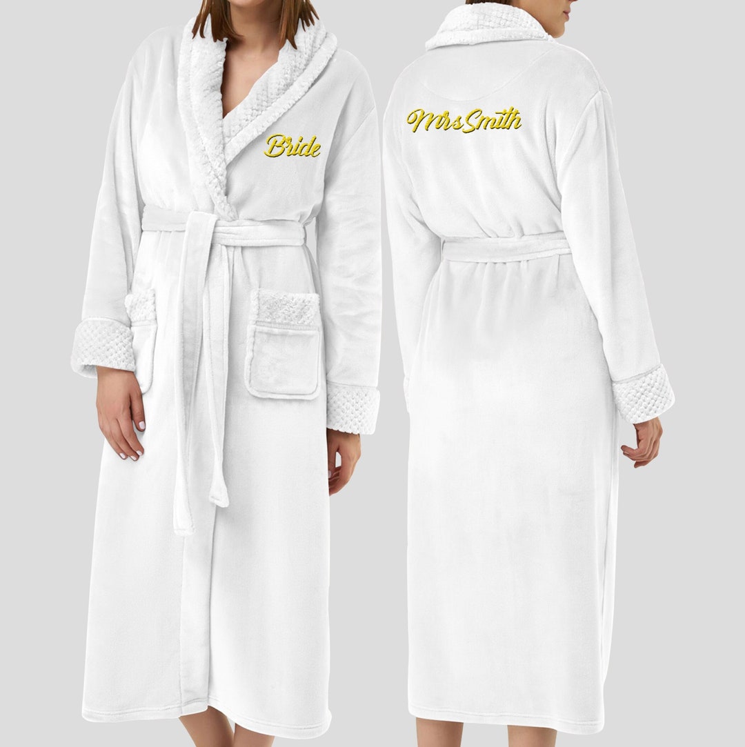 Personalized Women Plush Robe, Embroidered Warm Fleece Robe, Custom ...
