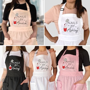 Custom Nail Salon Apron, Personalized Baker Ruffled Apron, Makeup Apron ...