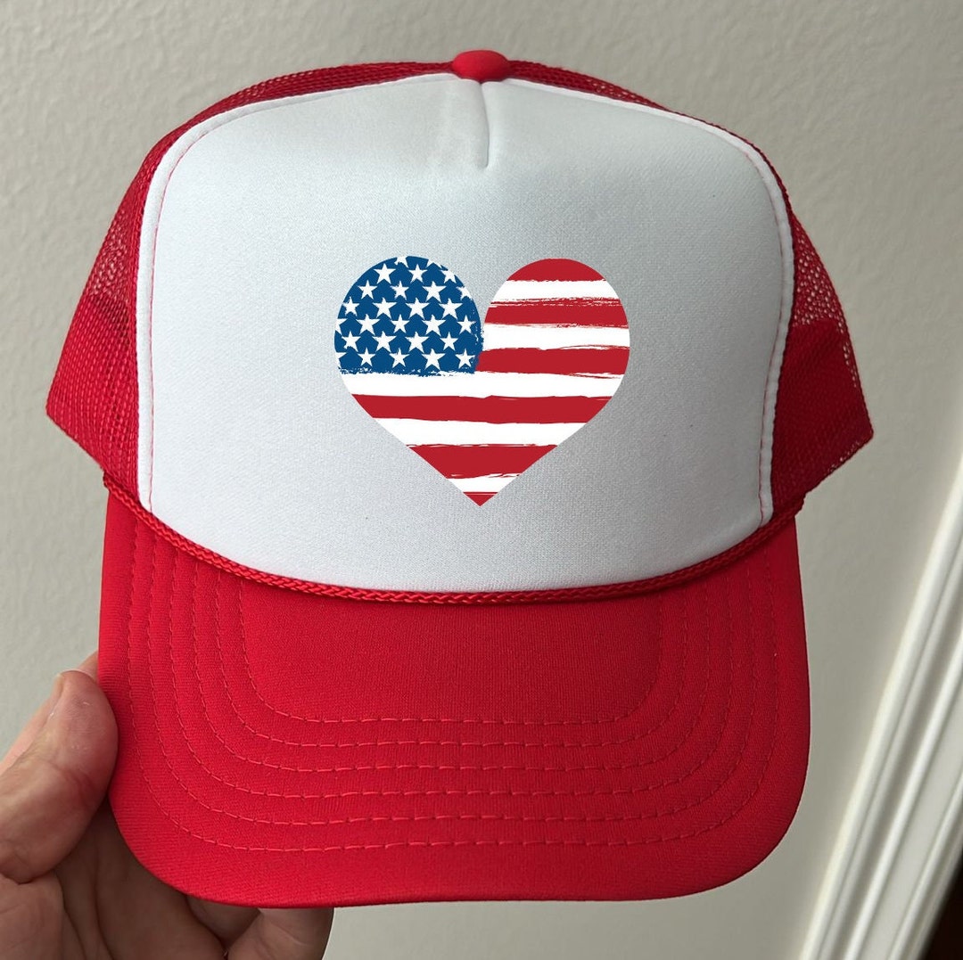 Heart USA Hat, American Flag Hat, USA Baseball Hat, Usa Flag Cap ...