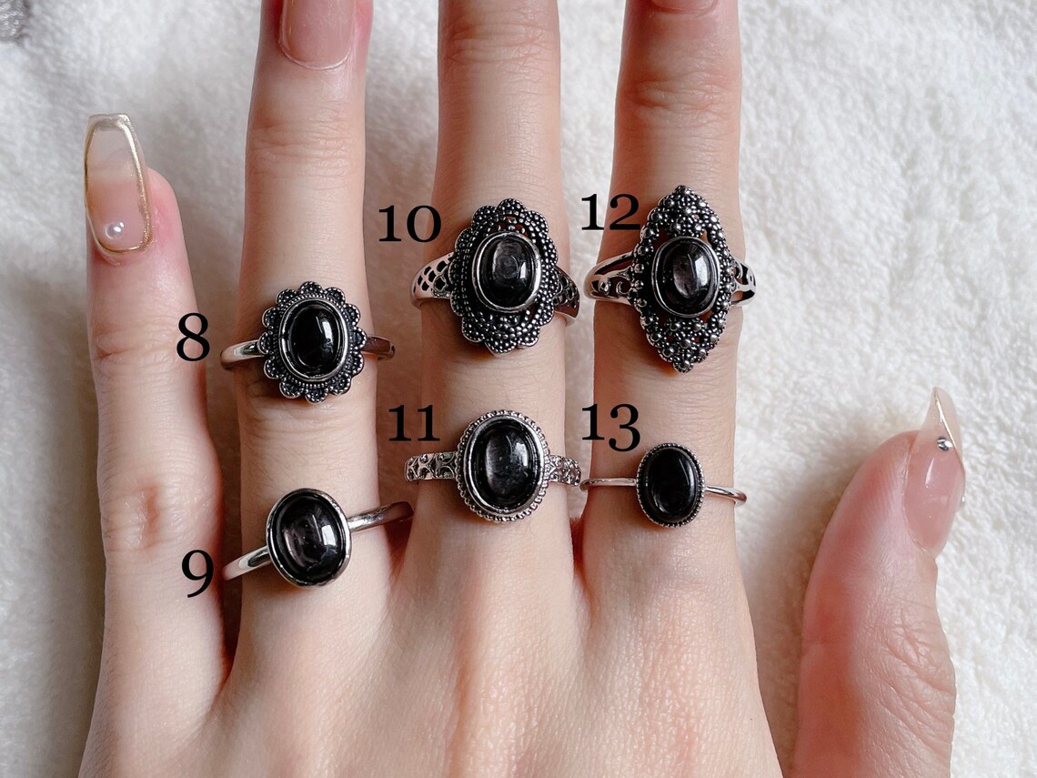 Hypersthene Ring Hypersthene Crystal Rings Black Crystal - Etsy
