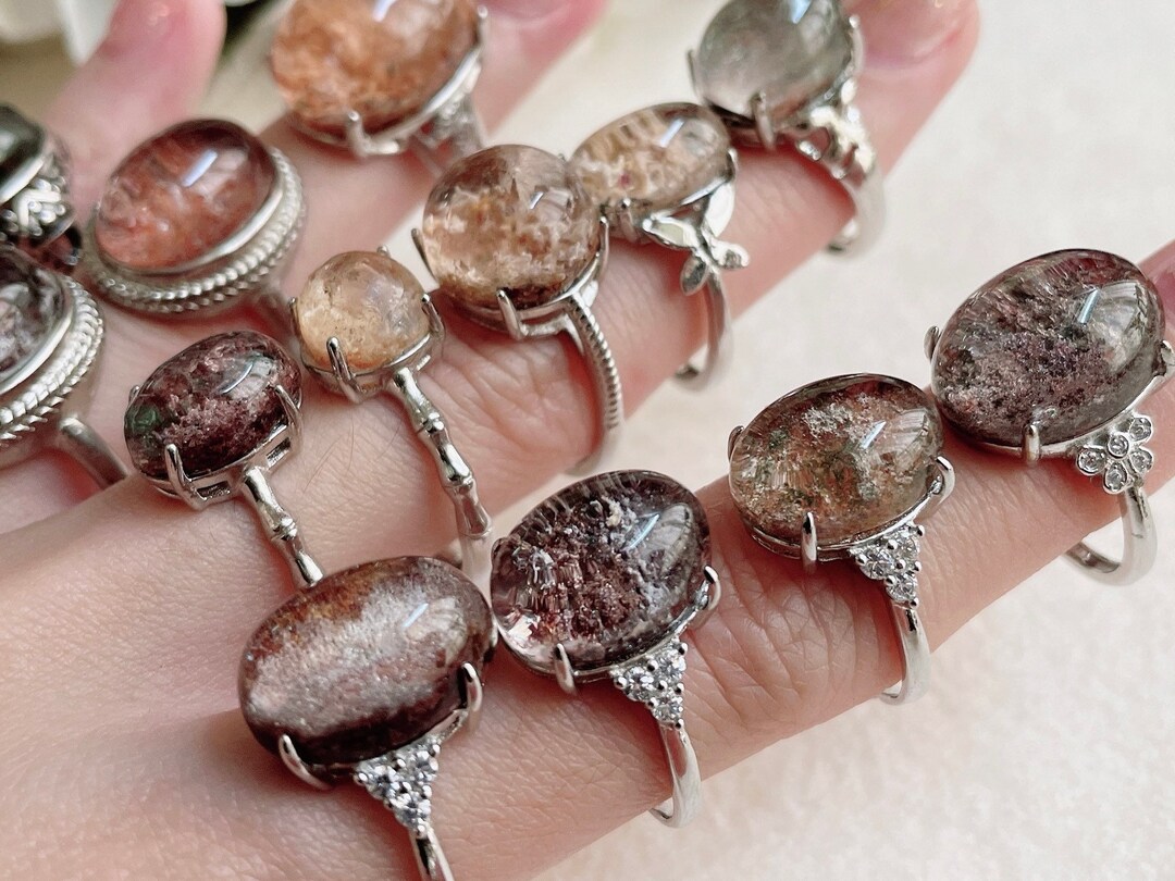 Lodolite Rings, Garden Quartz Ring, Healing Crystal Rings , Garden ...