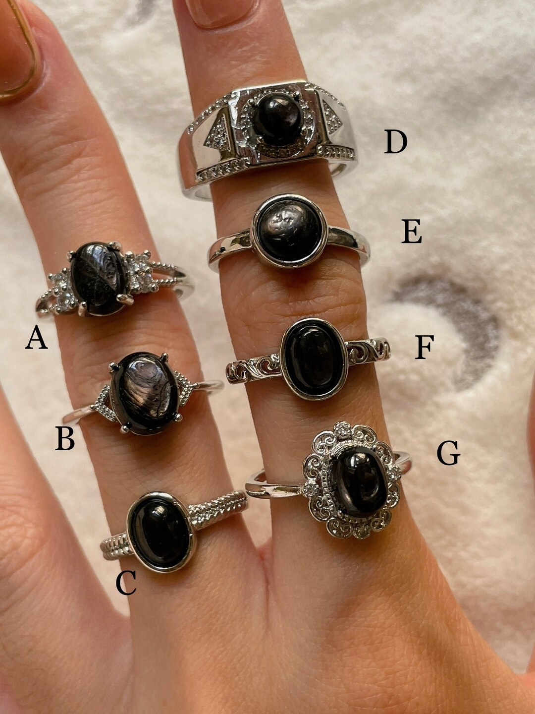 Natural Hypersthene Ring, Hypersthene Crystal Ring , Black Crystal Ring ...