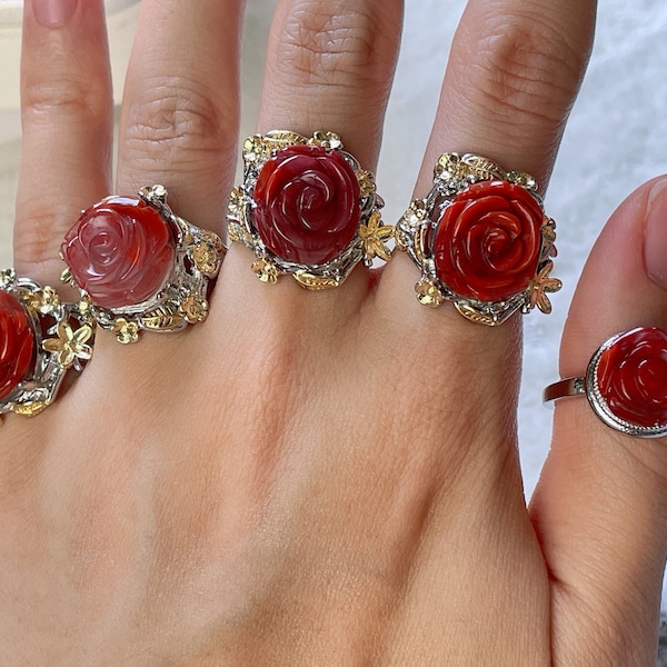 Red Rose Ring - Etsy