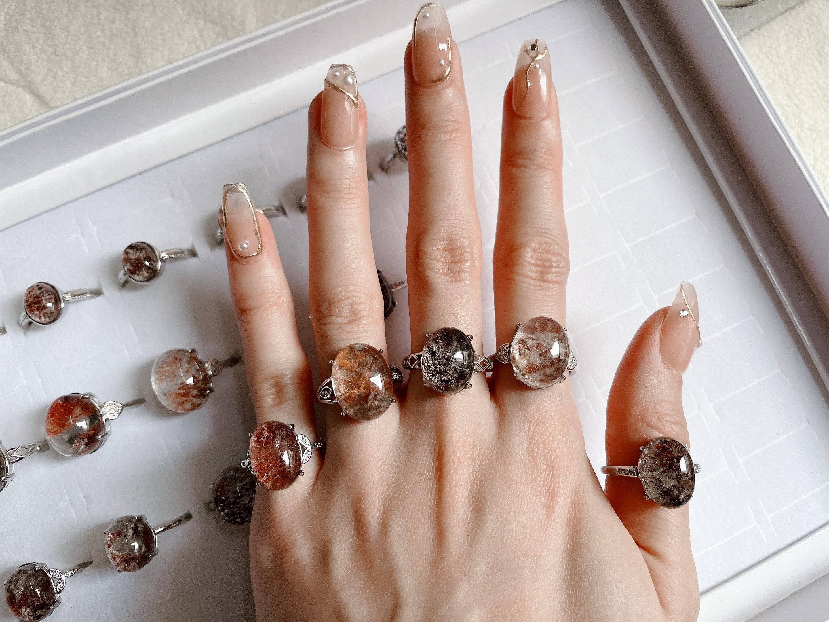 Lodolite Garden Quartz Ring Healing Crystal Rings Garden - Etsy