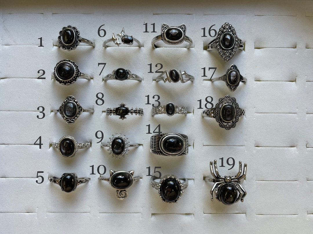 Hypersthene Ring, Hypersthene Crystal Rings , Black Crystal Ring ...