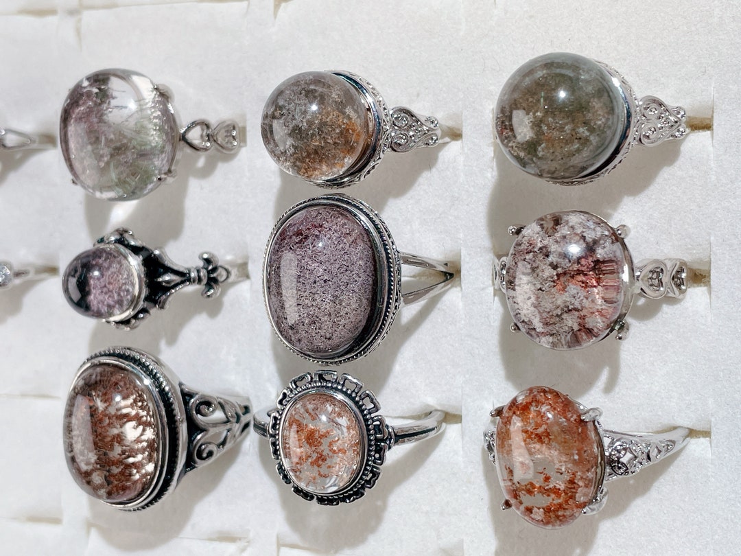 Lodolite Ring, Garden Quartz Ring, Healer Crystal Rings, Phantom Quartz ...