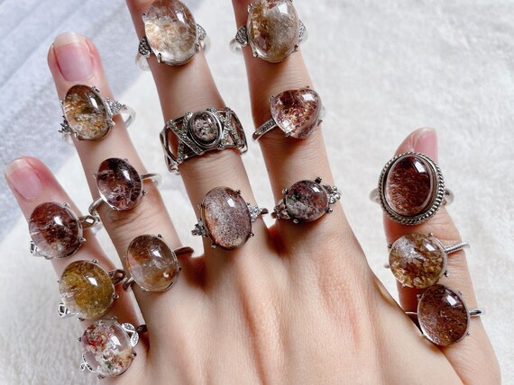 Lodolite Rings Garden Quartz Ring Healing Crystal Rings - Etsy