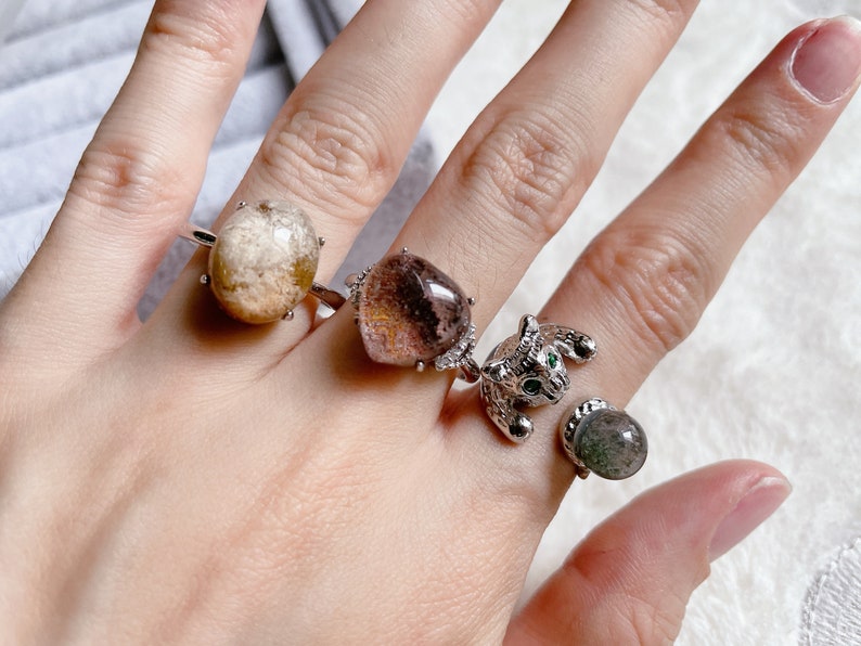 Lodolite Rings Garden Quartz Ring Healing Crystal Rings - Etsy