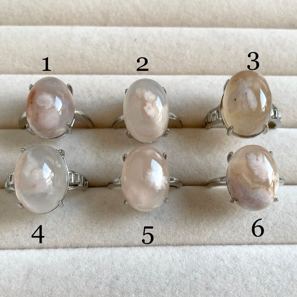 Large Flower Agate Ring - Etsy