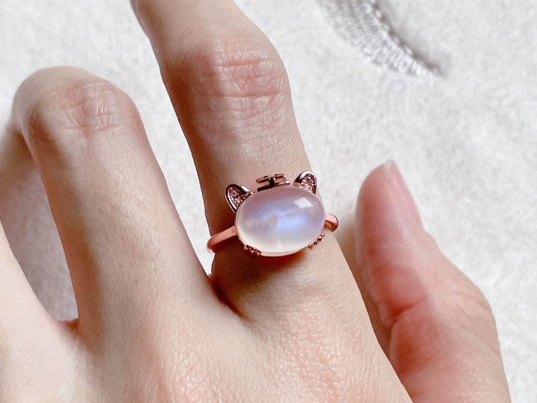 Moonstone Rose Gold Ring, Tiger Theme Jewelry, Blue Moonstone Ring,rose ...