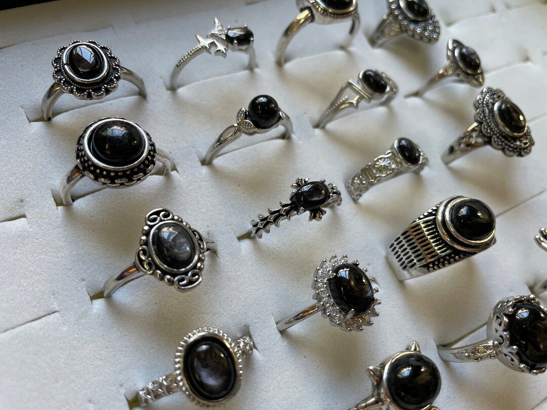 Hypersthene Ring Hypersthene Crystal Rings Black Crystal - Etsy