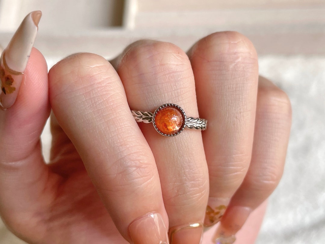 Sunstone Ring, Positive Energy Ring, Adjustable Open Ring, Energizing ...