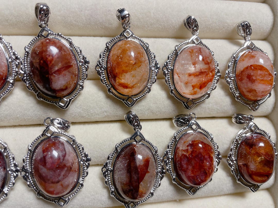 Fire Quartz Pendant Necklace, Natural Red Quartz Pendant, Hematoid ...