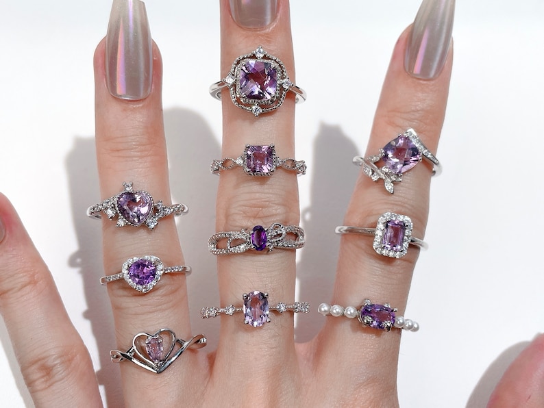 Adjustable Amethyst Ring, Silver Plated, February Birthstone - Etsy
