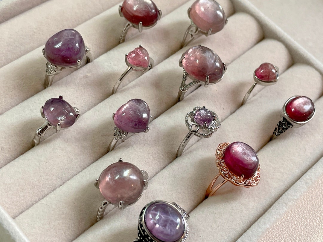 Purple Lepidolite Ring , Purple Mica , Healing Crystal Ring , Healing ...