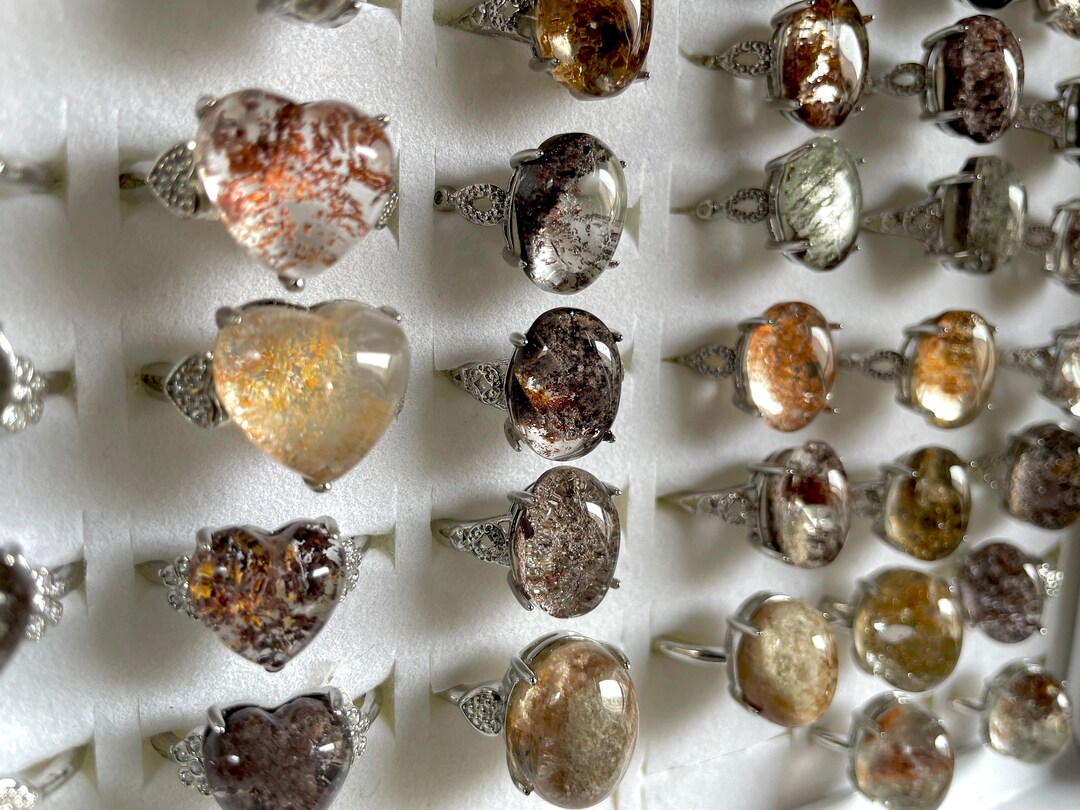 Lodolite Rings Garden Quartz Ring Healing Crystal Rings - Etsy