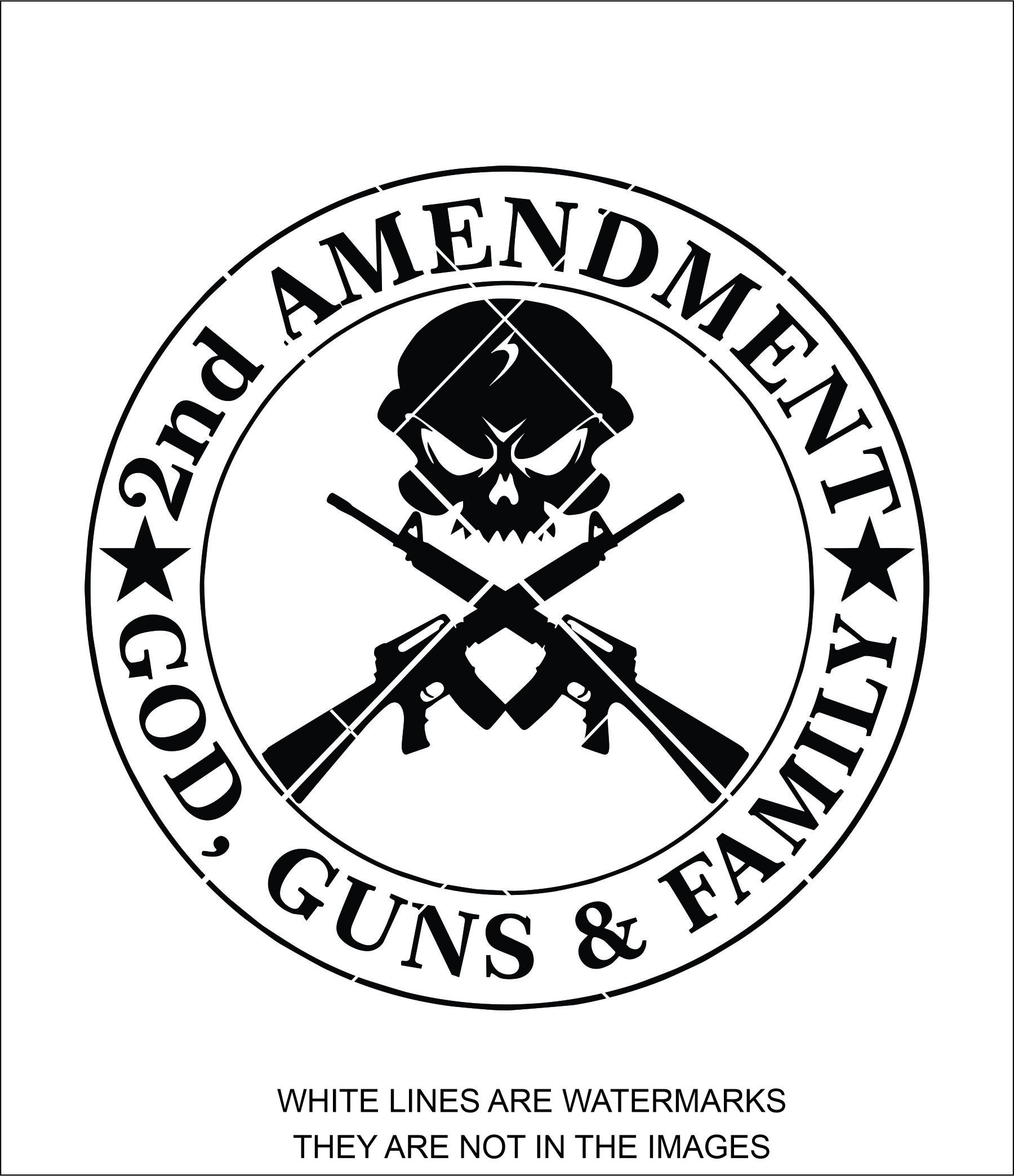 2nd Amendment God Guns Family Rifle Skull USA Gun Firearm American ...