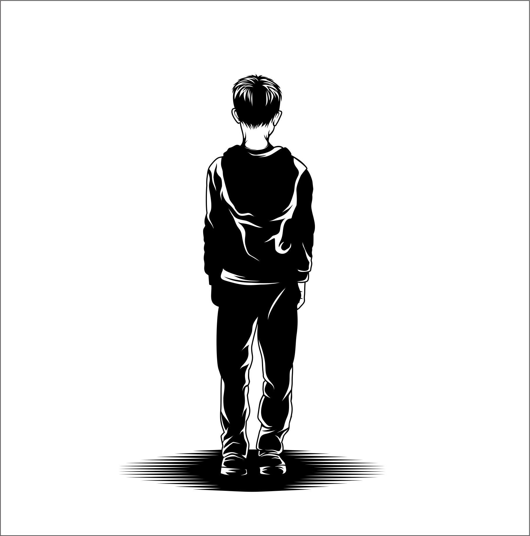 Boy With Back Toward You Young Man * SVG * Clip Art Cut Design Artwork ...