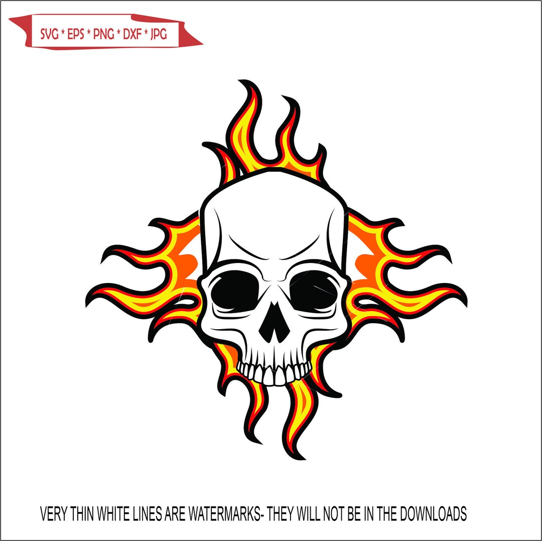 Skeleton Burning Skull Color Flame Skeletal Cranium Head Fire Spooky ...