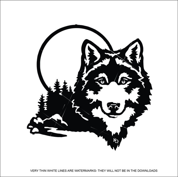 Gray Wolf Head Mountain Moon Scene Canine Wild Wildlife Animal - Etsy