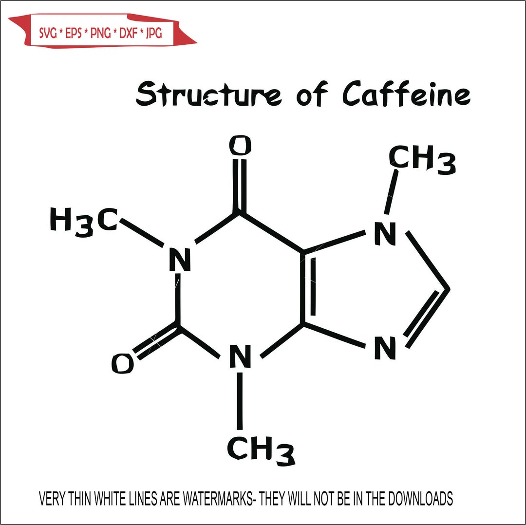Molecule Compound Caffeine Carbon, Nitrogen, Hydrogen, and Oxygen Atoms ...