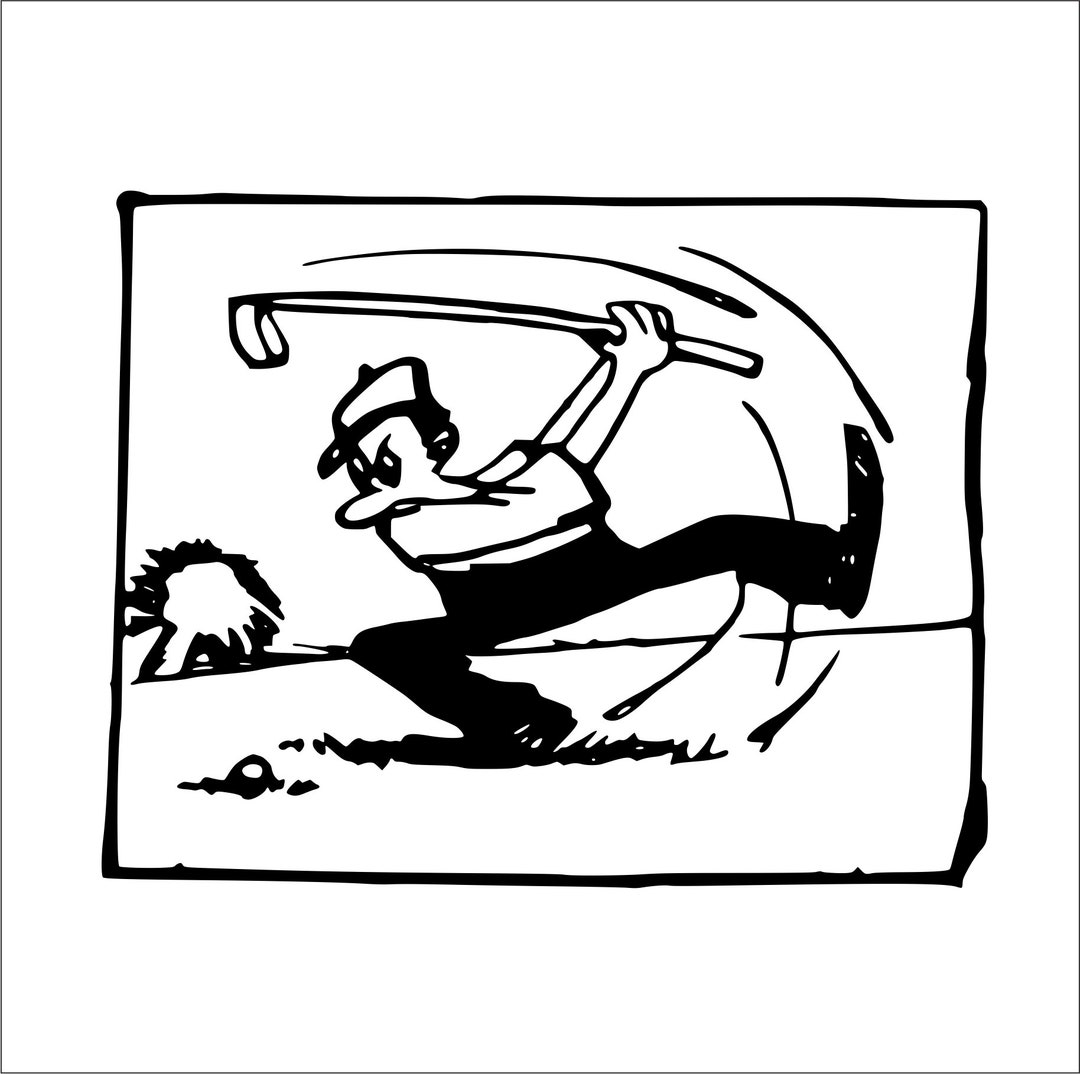 Cartoon Frame Golfer Golf Club Ball Sport Tee Caddie PGA Tour * Cut ...