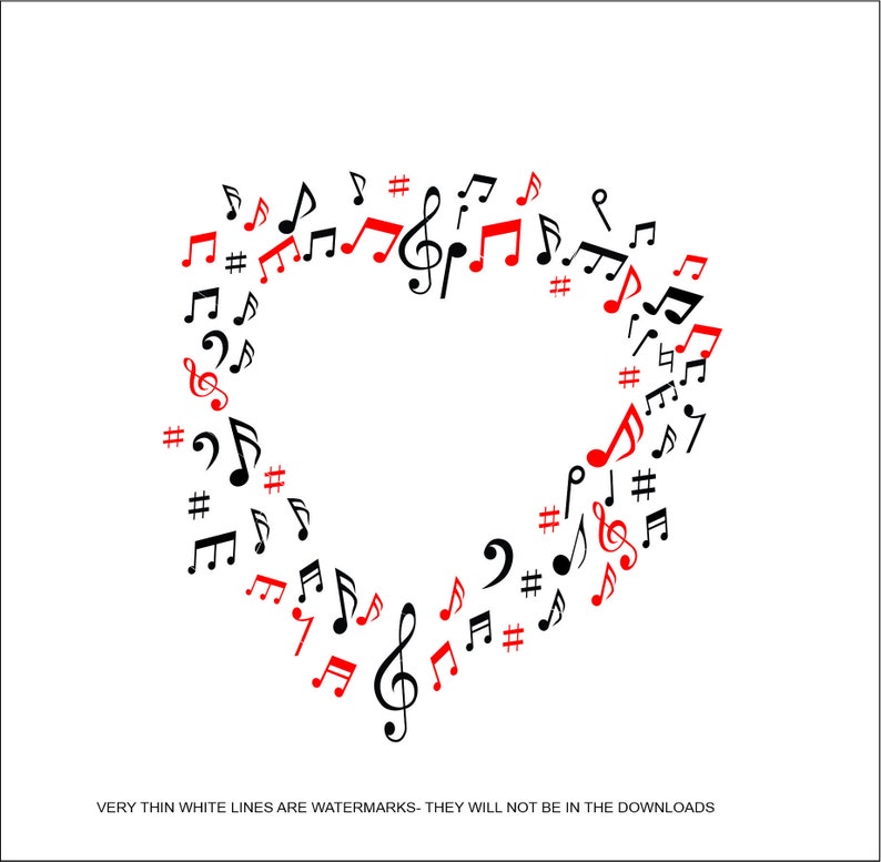 Heart From Music Notes Symbols Staff Treble Clef Sound Pitch - Etsy