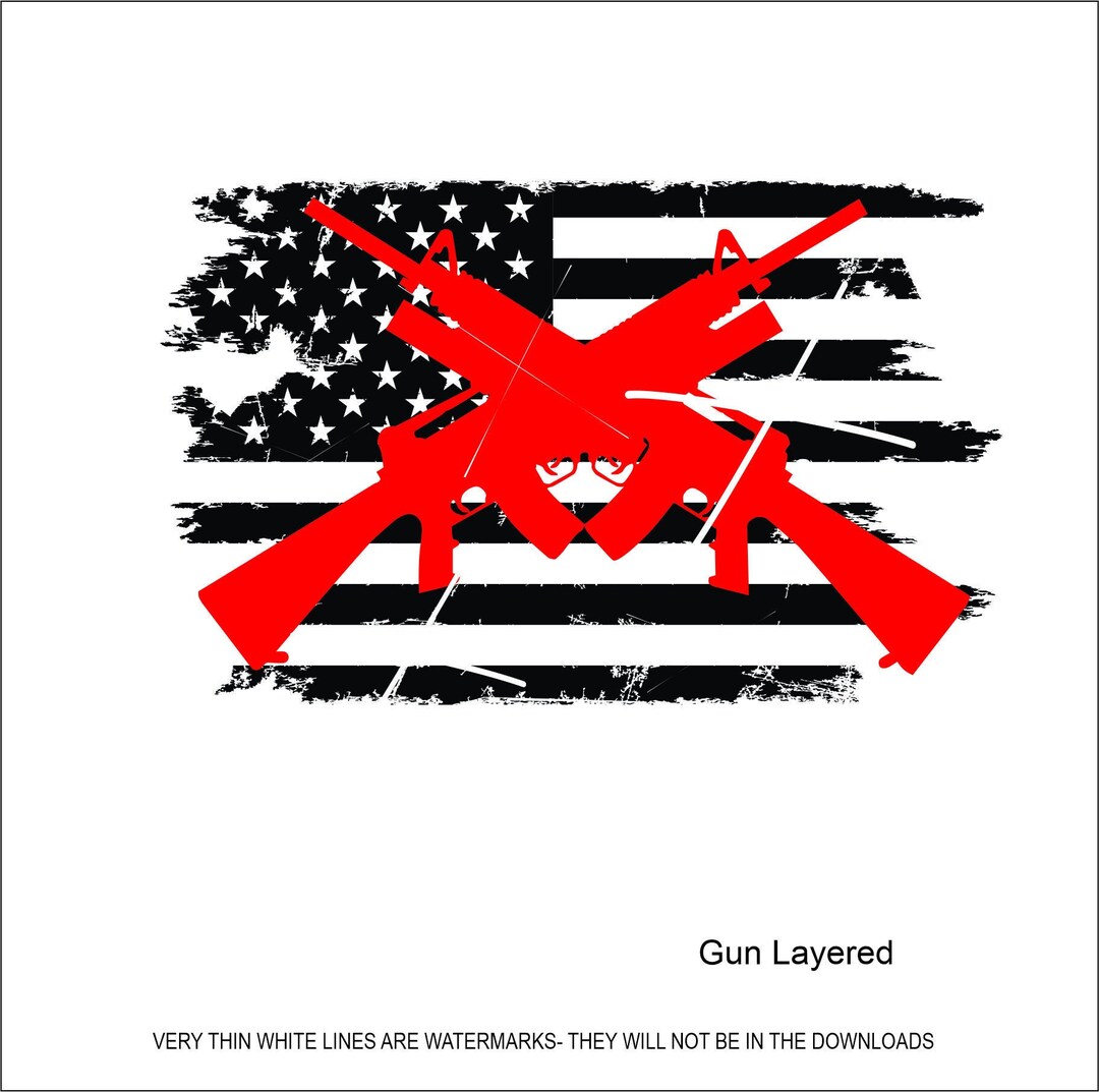 Red Rifles on Rugged Flag Rifle on Top 2nd Amendment 1791 Rifle Gun ...