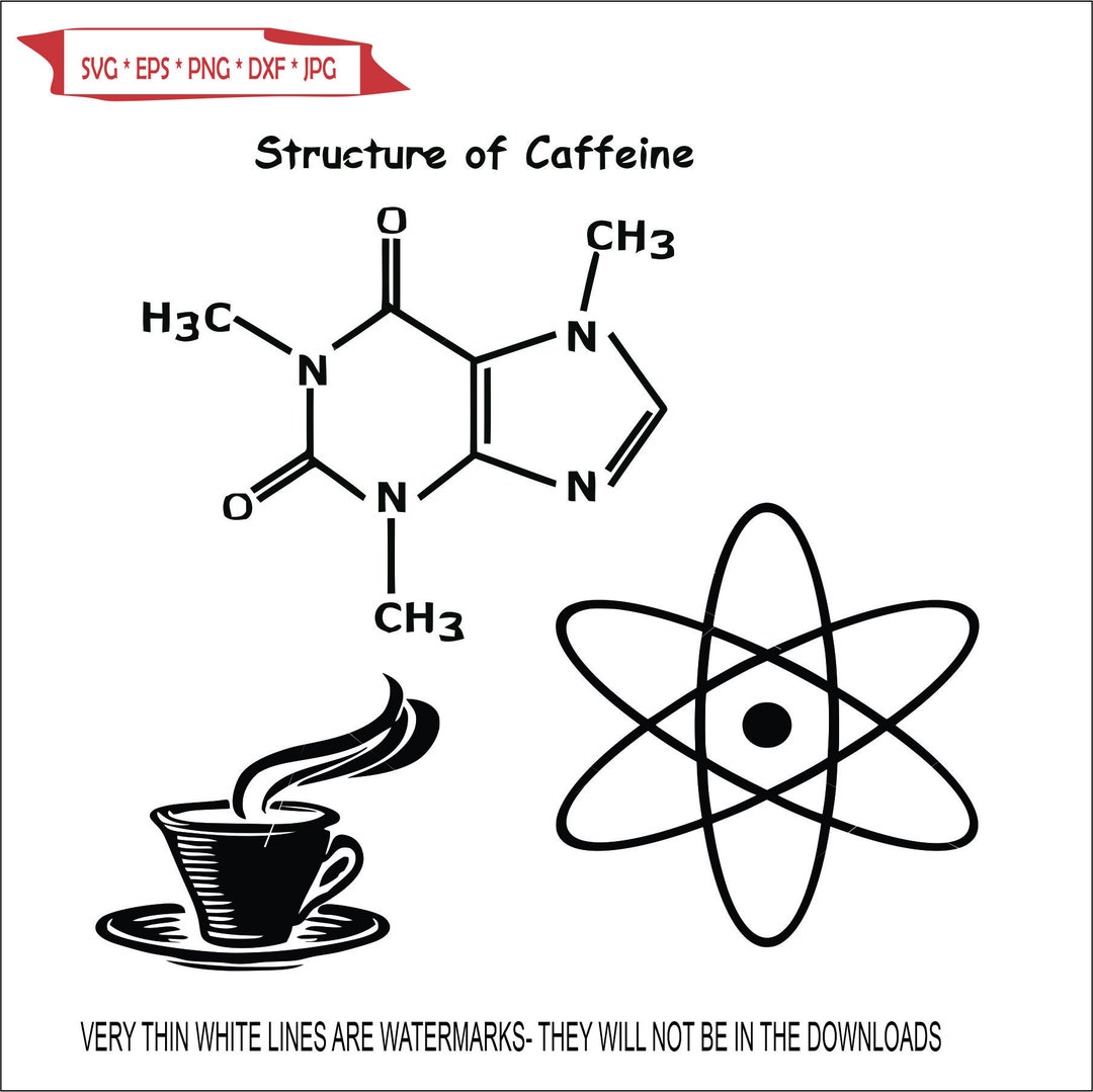 Coffee Molecule Compound Caffeine Atoms Chemical Formula Coffee Cup Cut ...