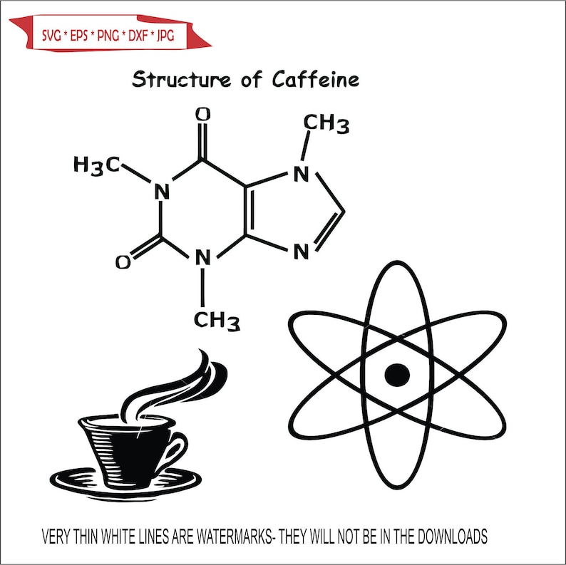 Coffee Molecule Compound Caffeine Atoms Chemical Formula Coffee Cup Cut ...