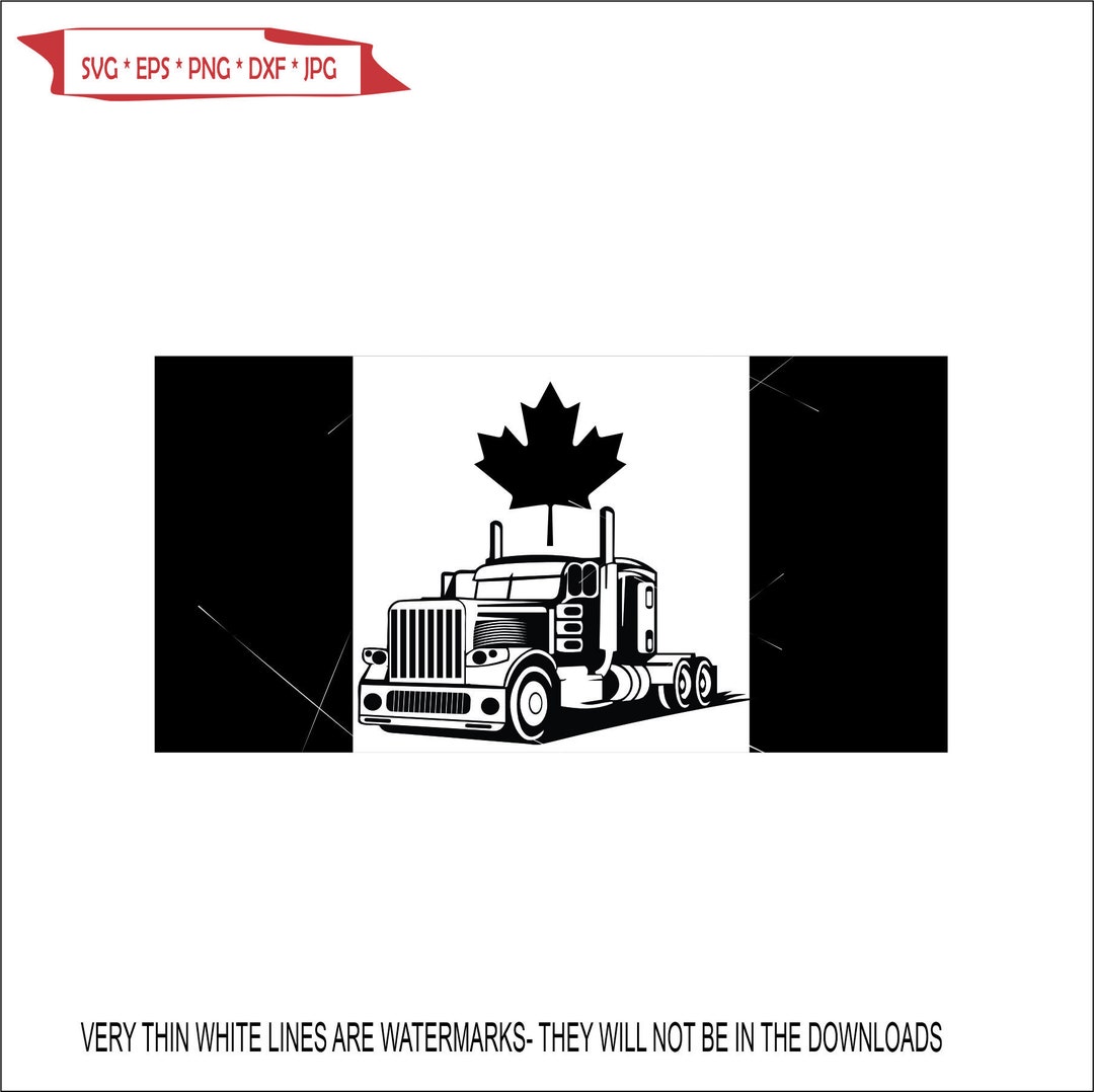 Canada Flag Map Semi Truck Truckers Tractor Cab Long Haul Delivery ...