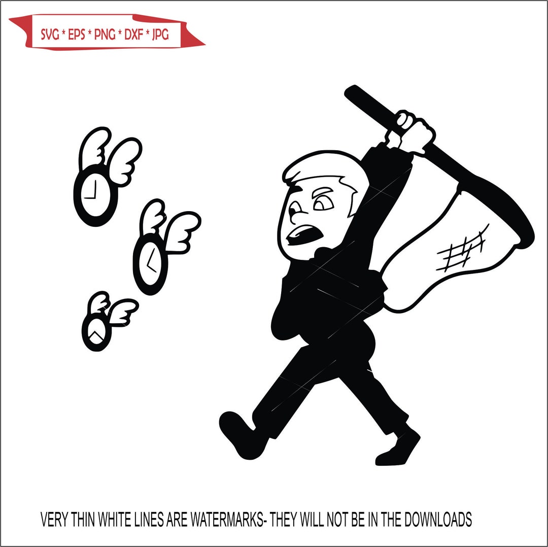 Man Chasing Time Clock Wings Running Out Lack of Time Deadline Slow ...