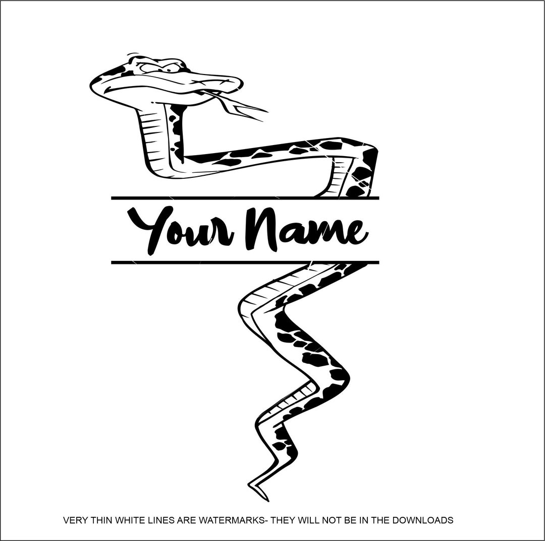 Serpent Split Snake Monogram Cartoon Add Name Text Personalize Reptiles ...