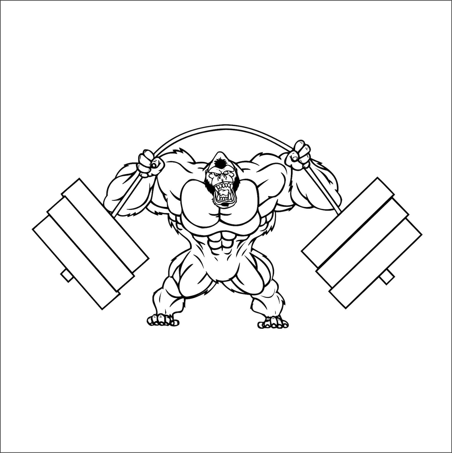 Gorilla Ape Detailed Lifting Weights Barbells Bonobo Primate | Etsy