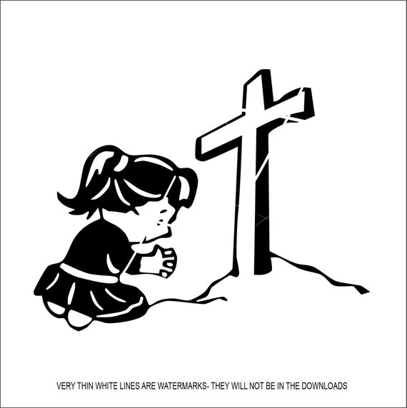 Young Girl Praying Sincerely at Cross God Jesus Religion - Etsy
