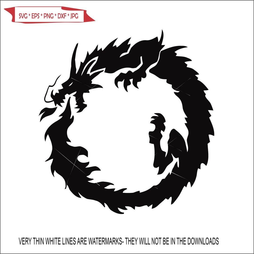 Dragon Circle Trible Traditional Chinese Tattoo Balance Chi Flames Fire ...