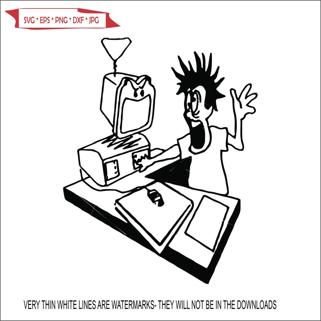 Stressed Computer Man Office Syndrome Employee Pressure Tension Laptop ...