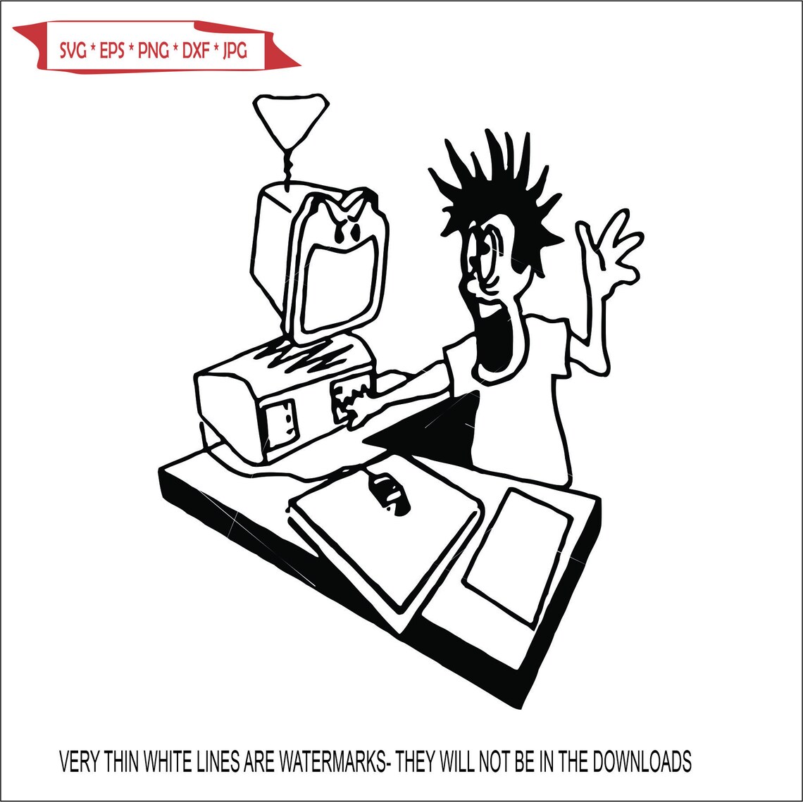 Stressed Computer Man Office Syndrome Employee Pressure Tension Laptop ...