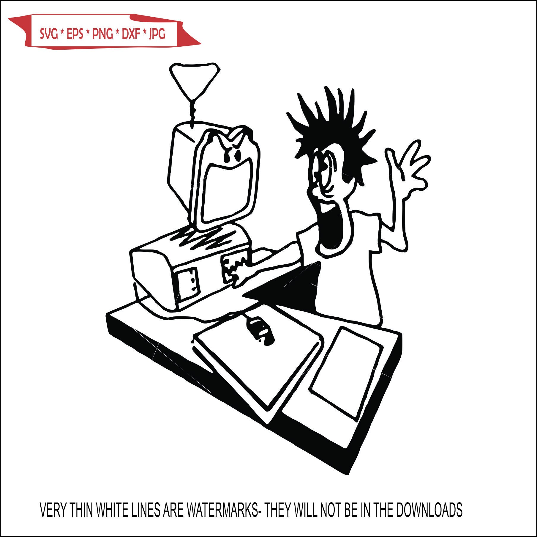 Stressed Computer Man Office Syndrome Employee Pressure Tension Laptop ...