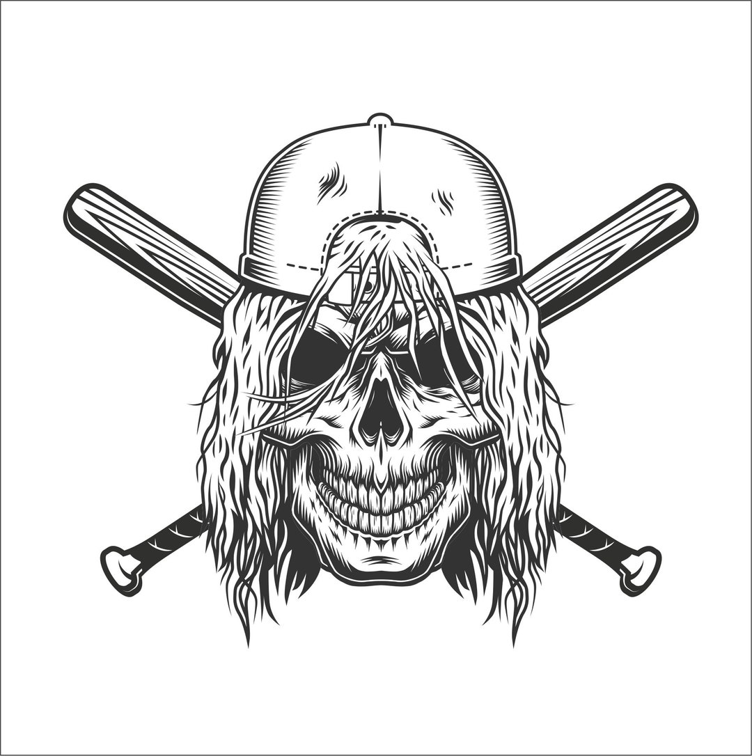 Longhair Skull Baseball Softball Sports Fastpitch Softball Kids Team ...