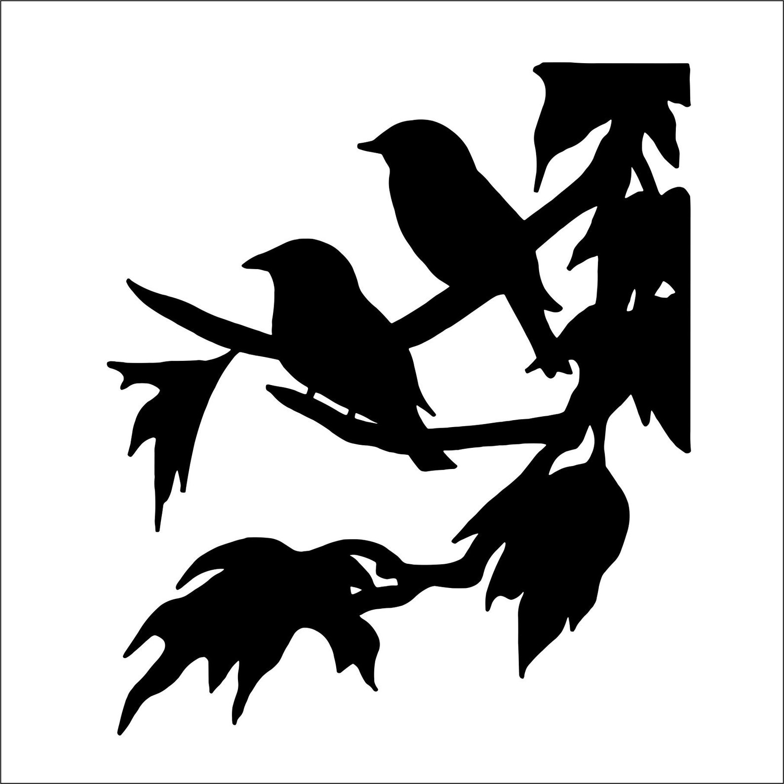 Finch Birds on a Tree Limb Cut Sign Image Clipart Digital | Etsy