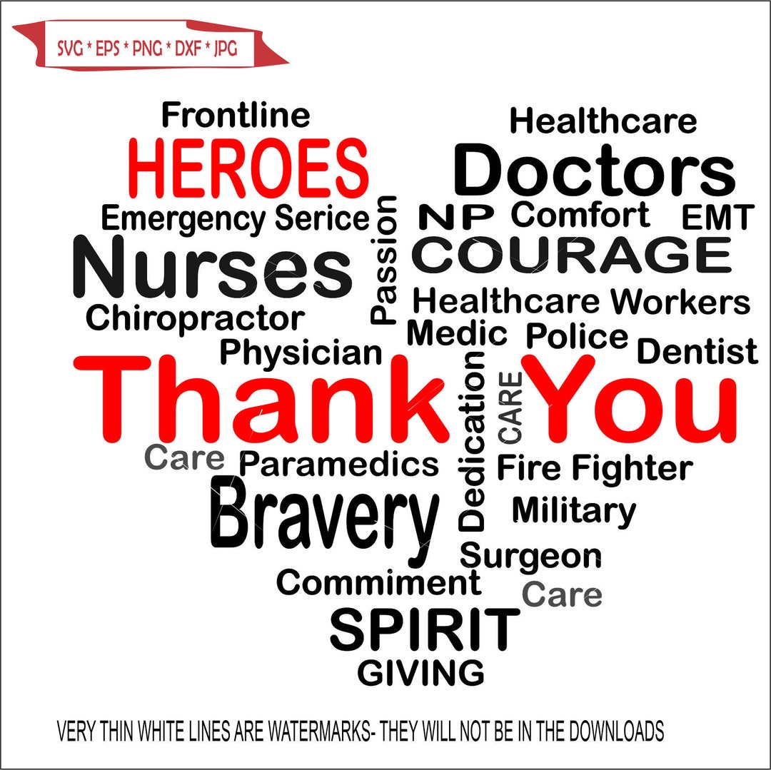 Thank You Heart Words Describe Medical Professional Cluster Graffiti ...