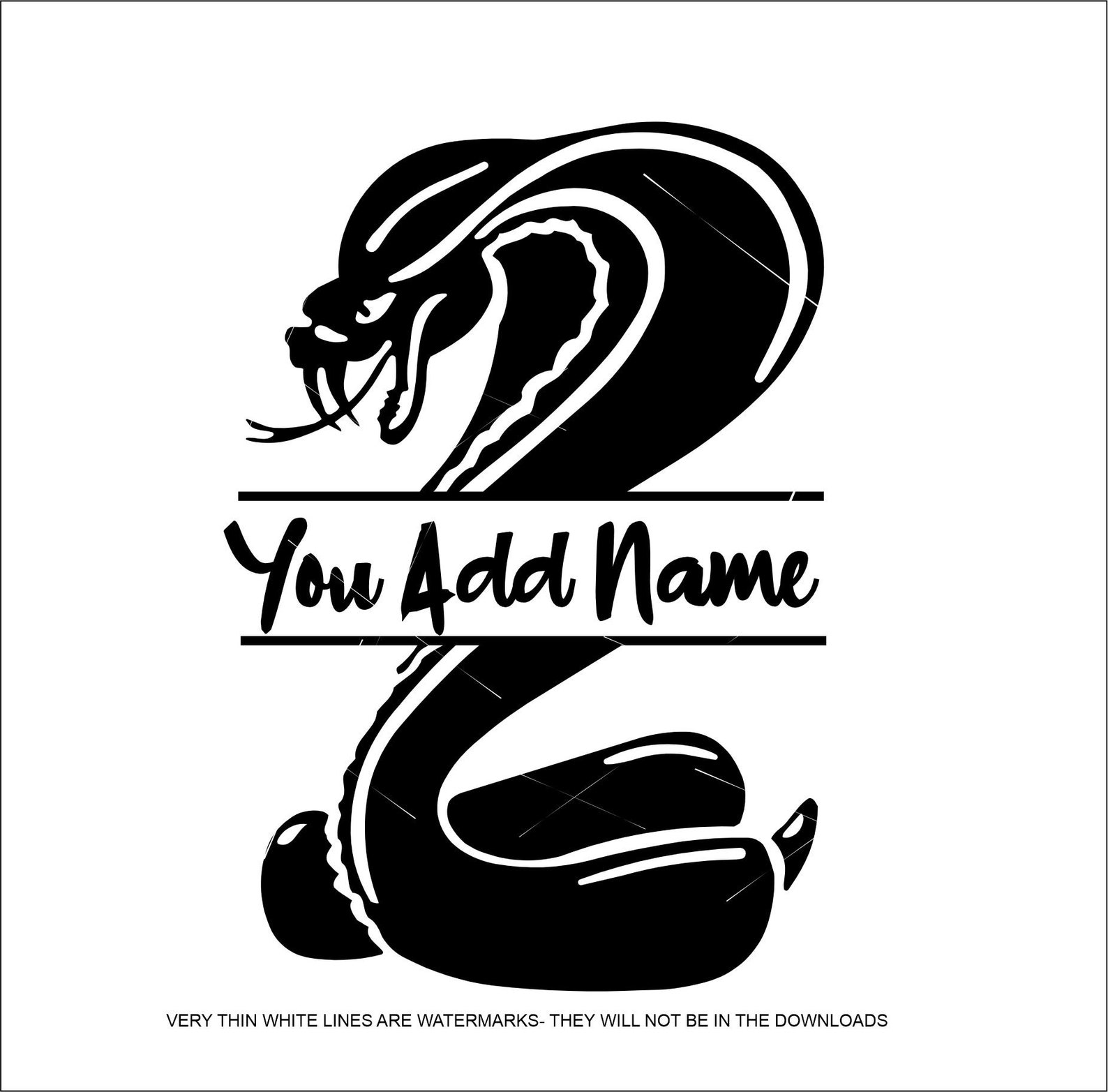 Snake King Cobra Monogram Add Name Split Venomous Reptiles Serpents ...