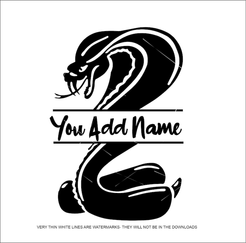 Snake King Cobra Monogram Add Name Split Venomous Reptiles Serpents ...