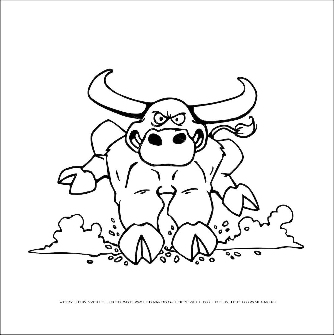 Cartoon Longhorn Bull Stopping Dust Smoke Cattle Prize Steer Cow Farm ...