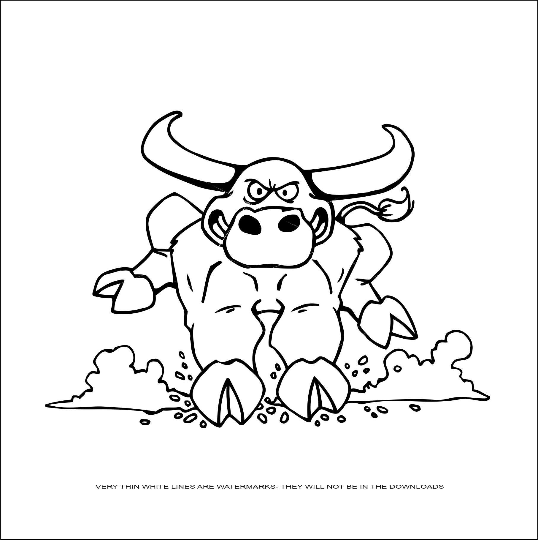 Cartoon Longhorn Bull Stopping Dust smoke Cattle Prize Steer | Etsy